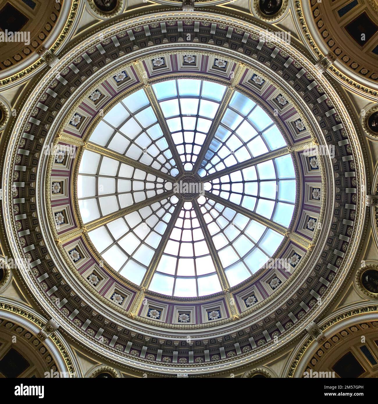 A low angle shot of the main hall in the National Gallery in London ...