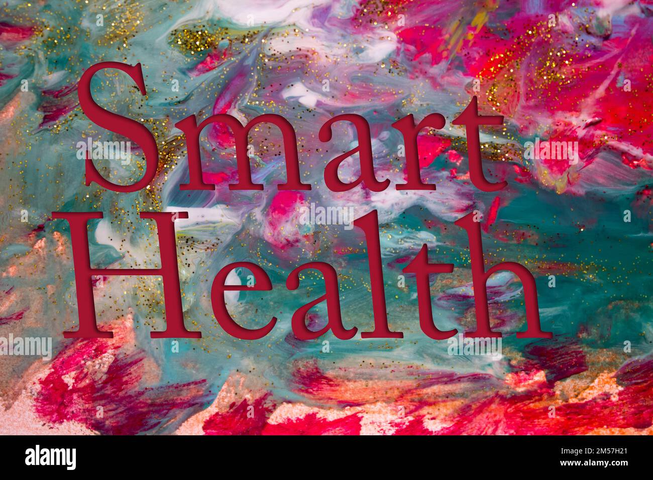 Abstract Natural Luxury art, fluid painting with Smart Health text ...