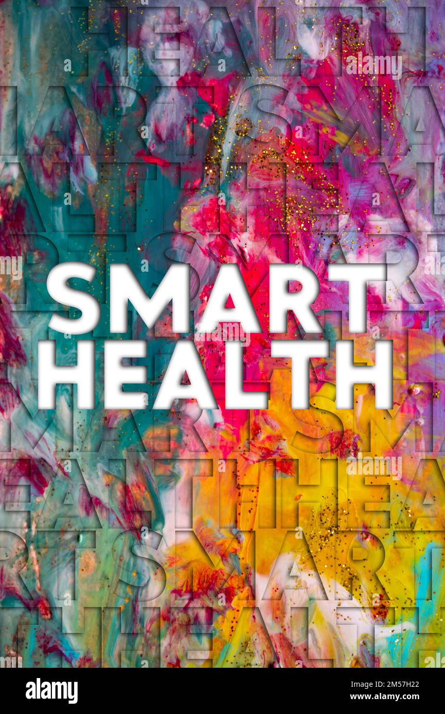 Abstract Natural Luxury art, fluid painting with Smart Health text ...