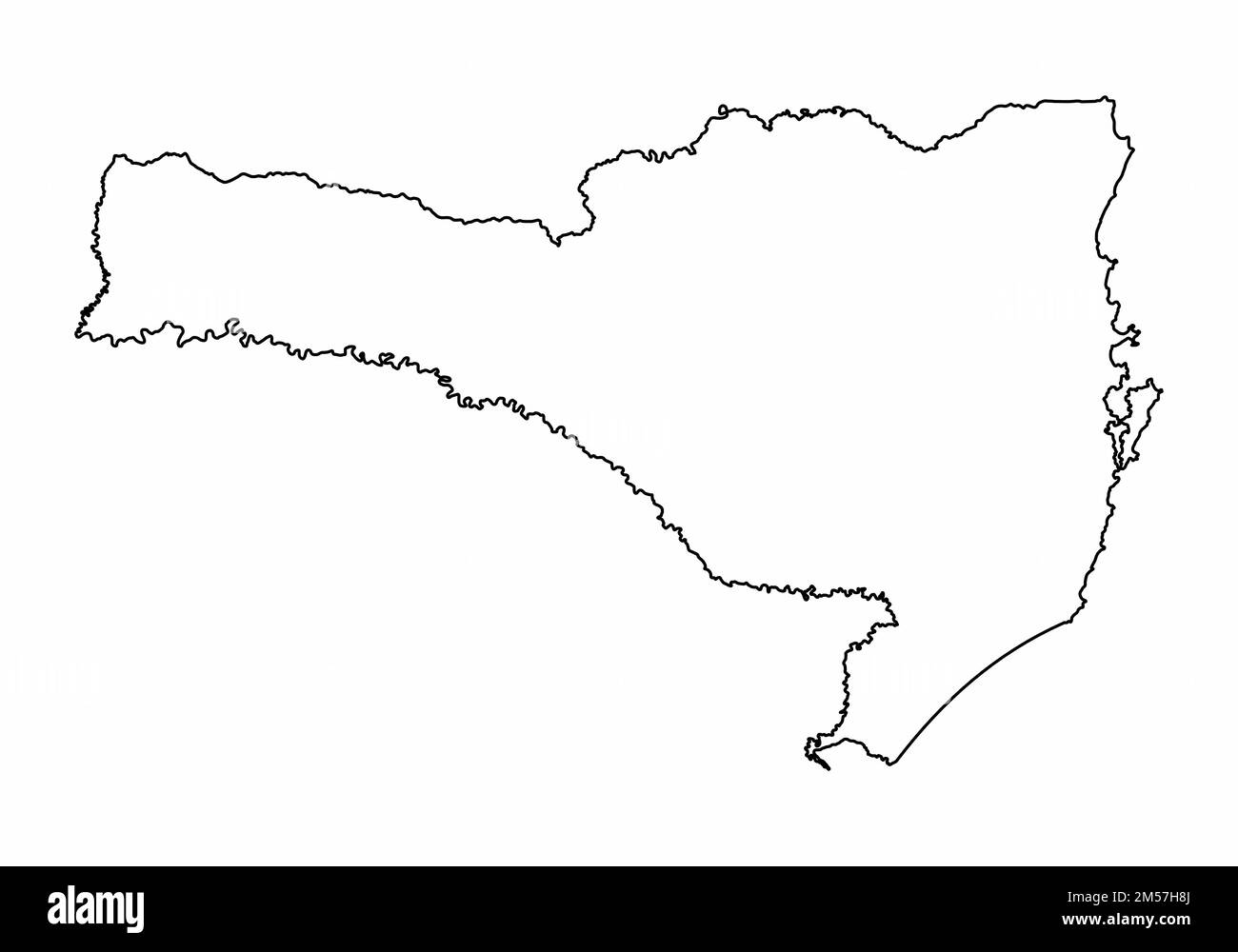 Santa Catarina State outline map isolated on white background, Brazil ...