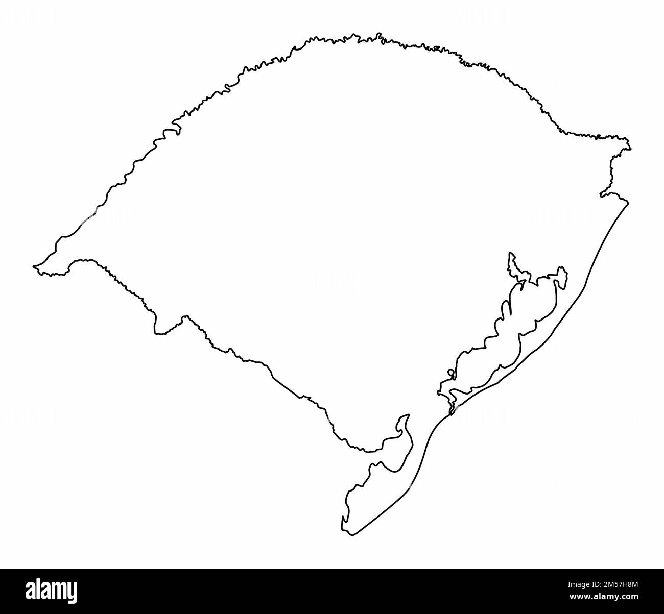 Rio Grande do Sul State outline map isolated on white background ...