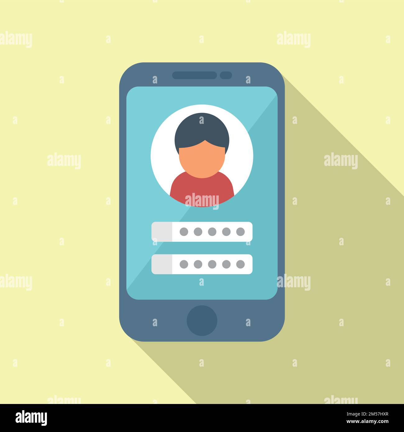 Login profile phone icon flat vector. Smartphone app. Home cell Stock ...