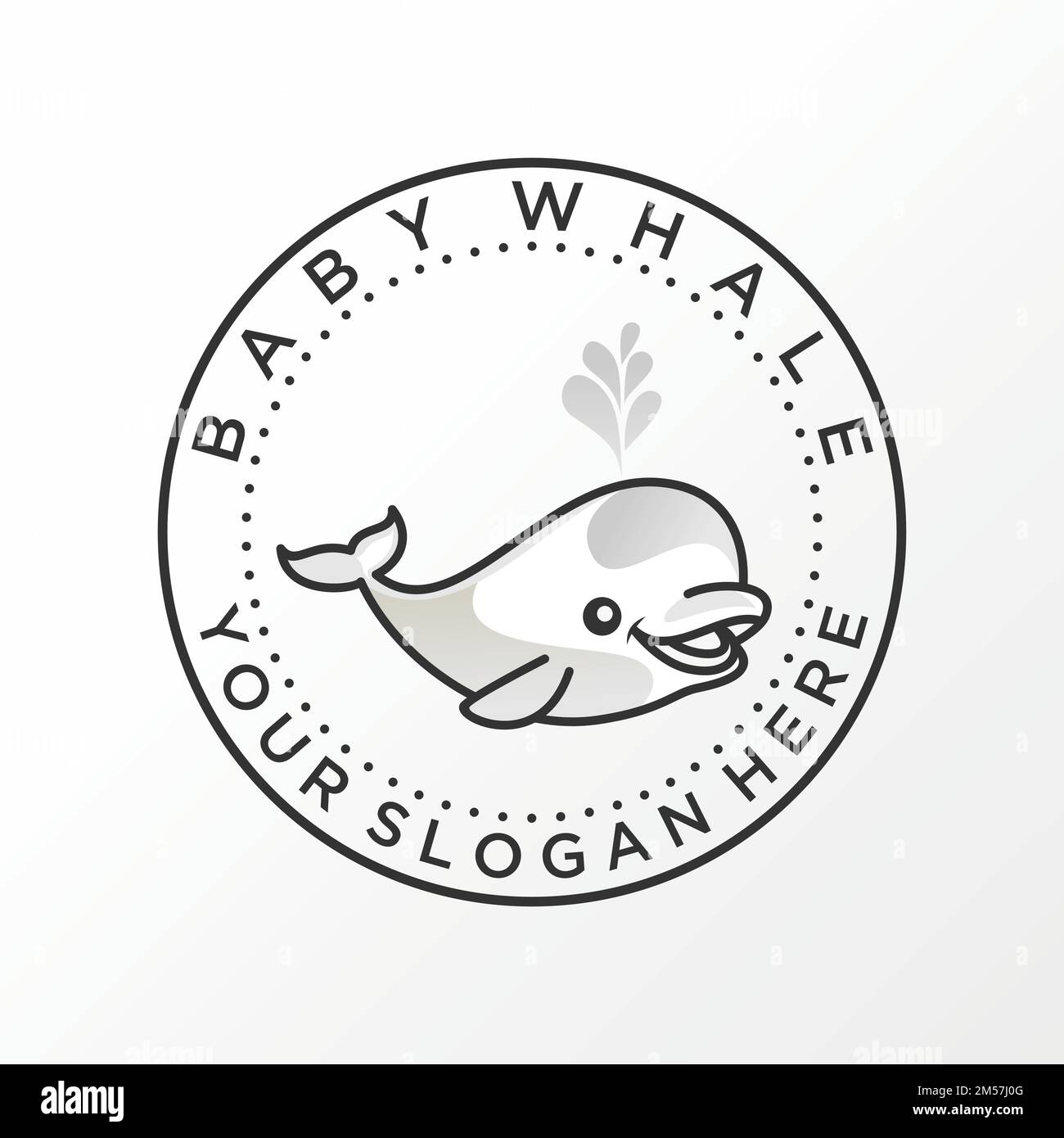 Simple and unique baby whale with water splash in emblem image graphic ...