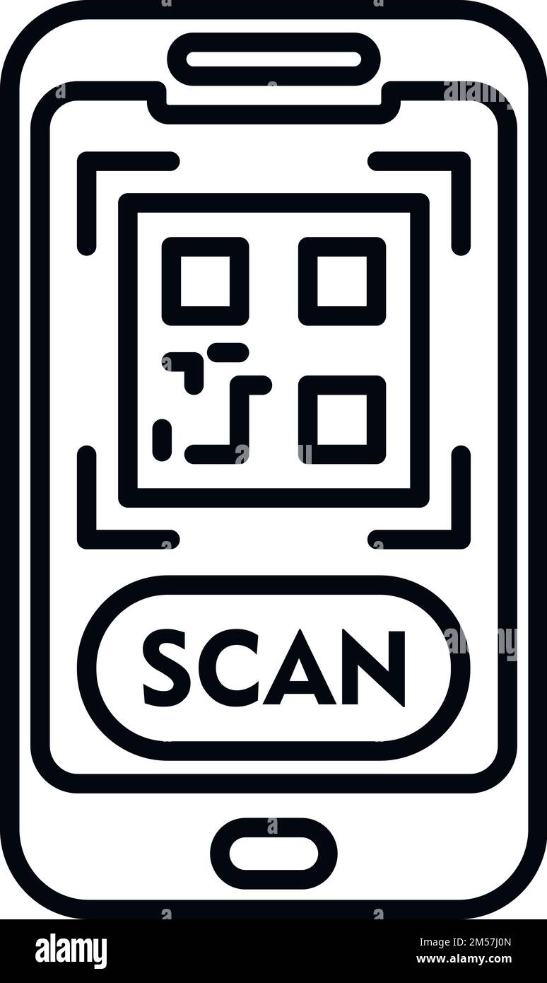 Scan phone qr code icon outline vector. Smart app. Money screen Stock ...
