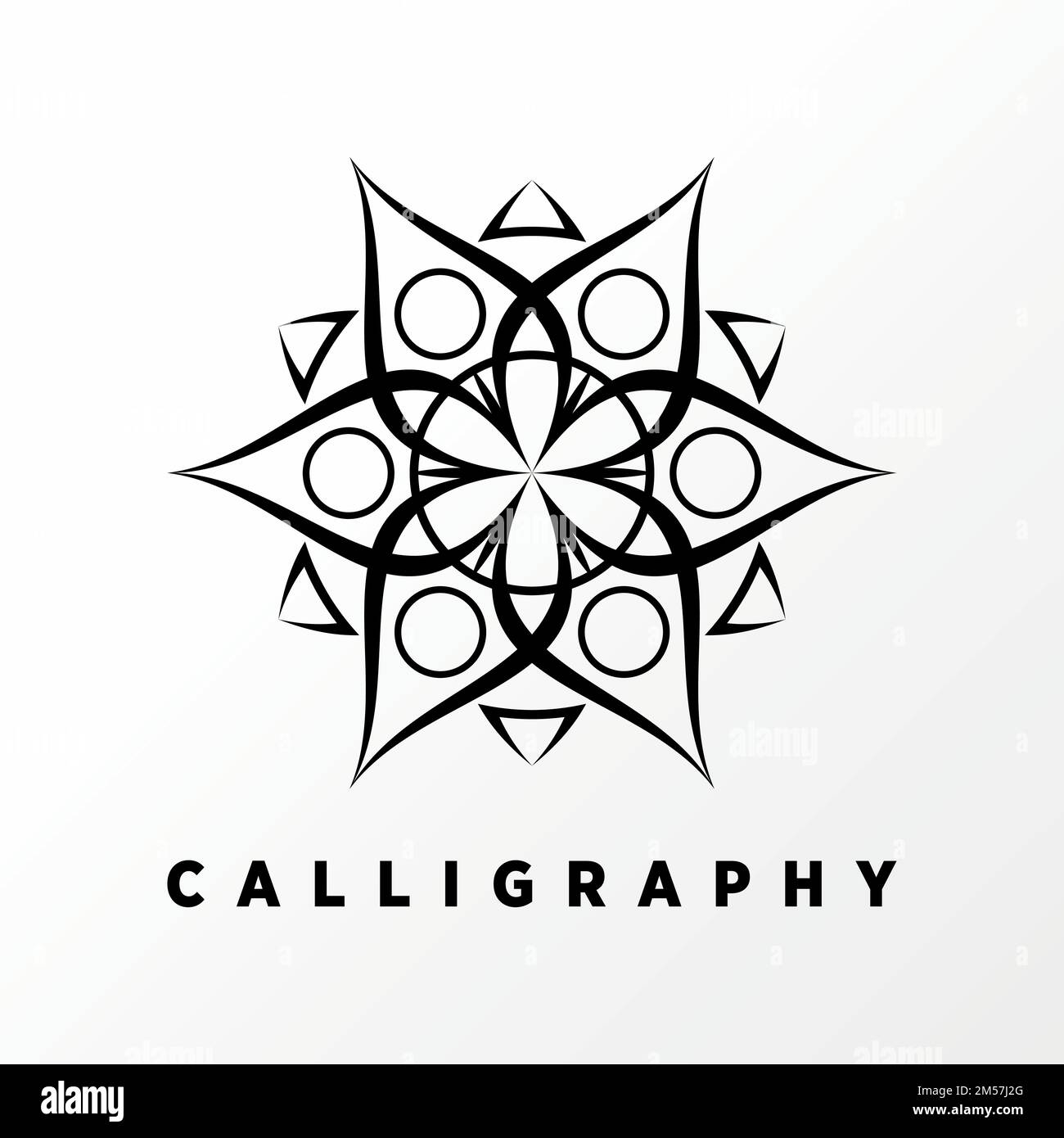 Simple and unique flower calligraphy in 6 angle image graphic icon logo ...