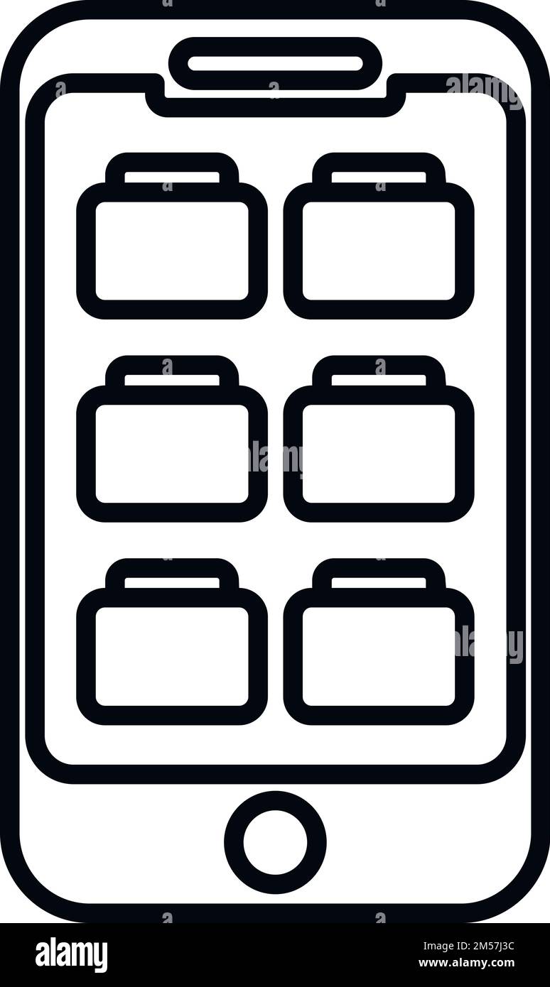 Smartphone folder icon outline vector. Smart online. Screen cell Stock ...