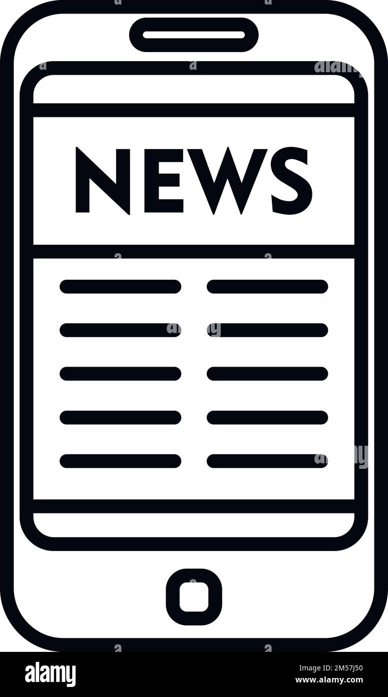 Phone live news icon outline vector. Smart online. Sofa banking Stock ...