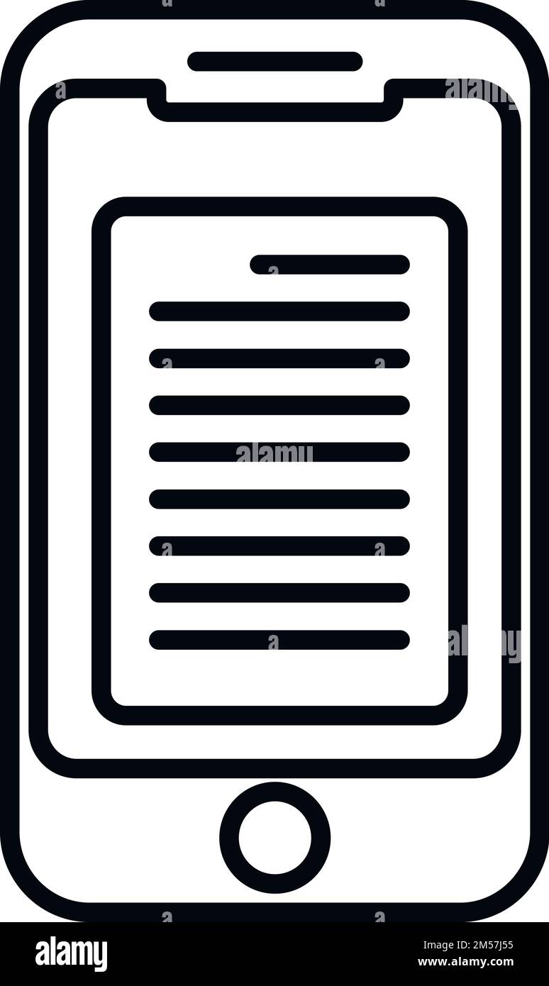Phone newspaper icon outline vector. Smart online. Network people Stock ...