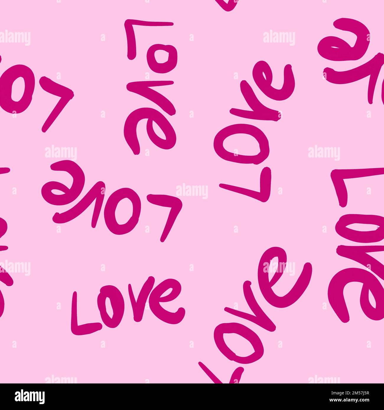 Hand drawn seamless pattern with pink st valentines day hearts love ...