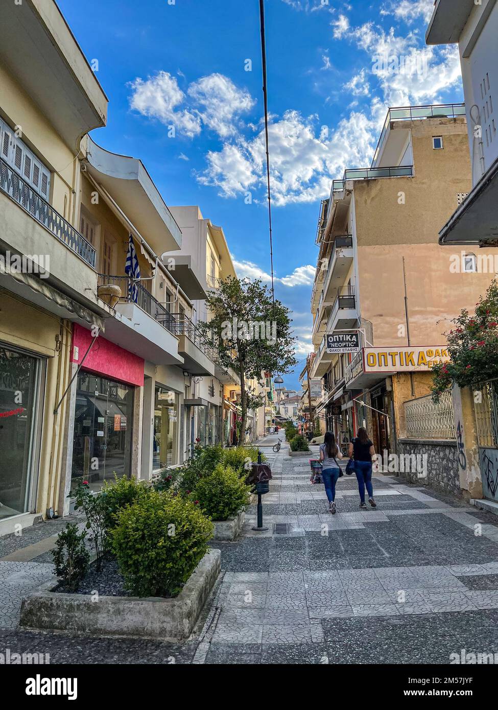 Urban view of the modern city of Sparti Greece. Sparti was founded to ...
