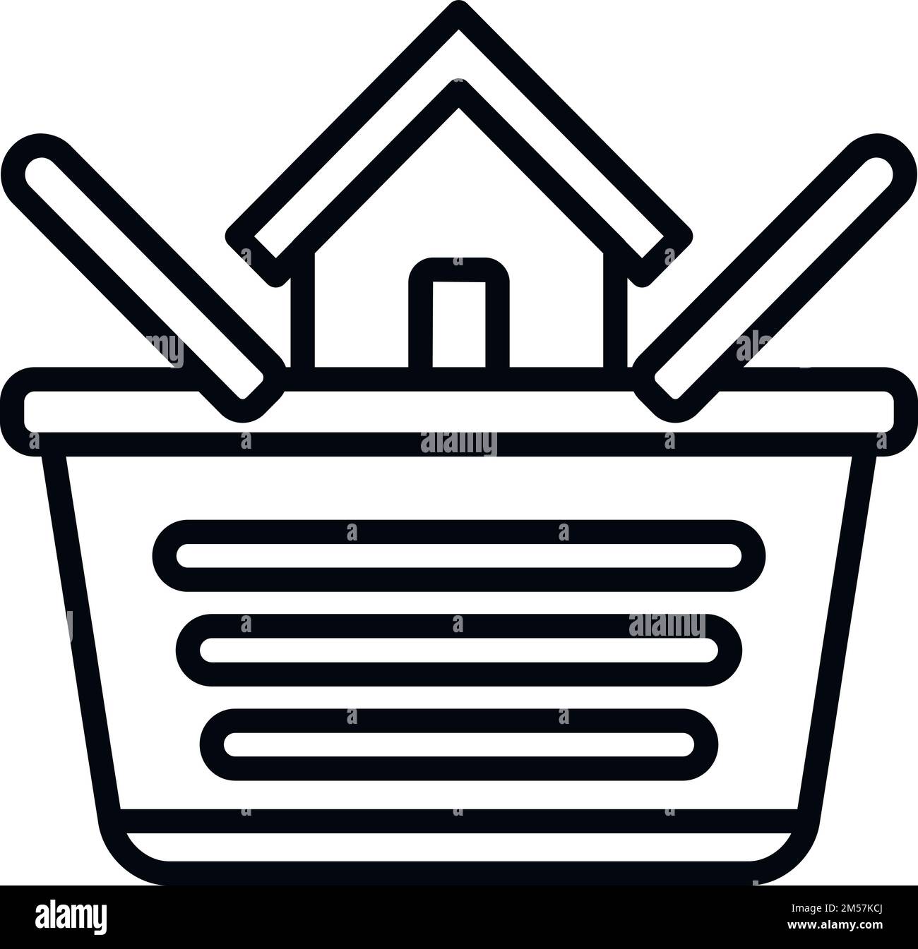 Buy house basket icon outline vector. Property business. Invest real ...