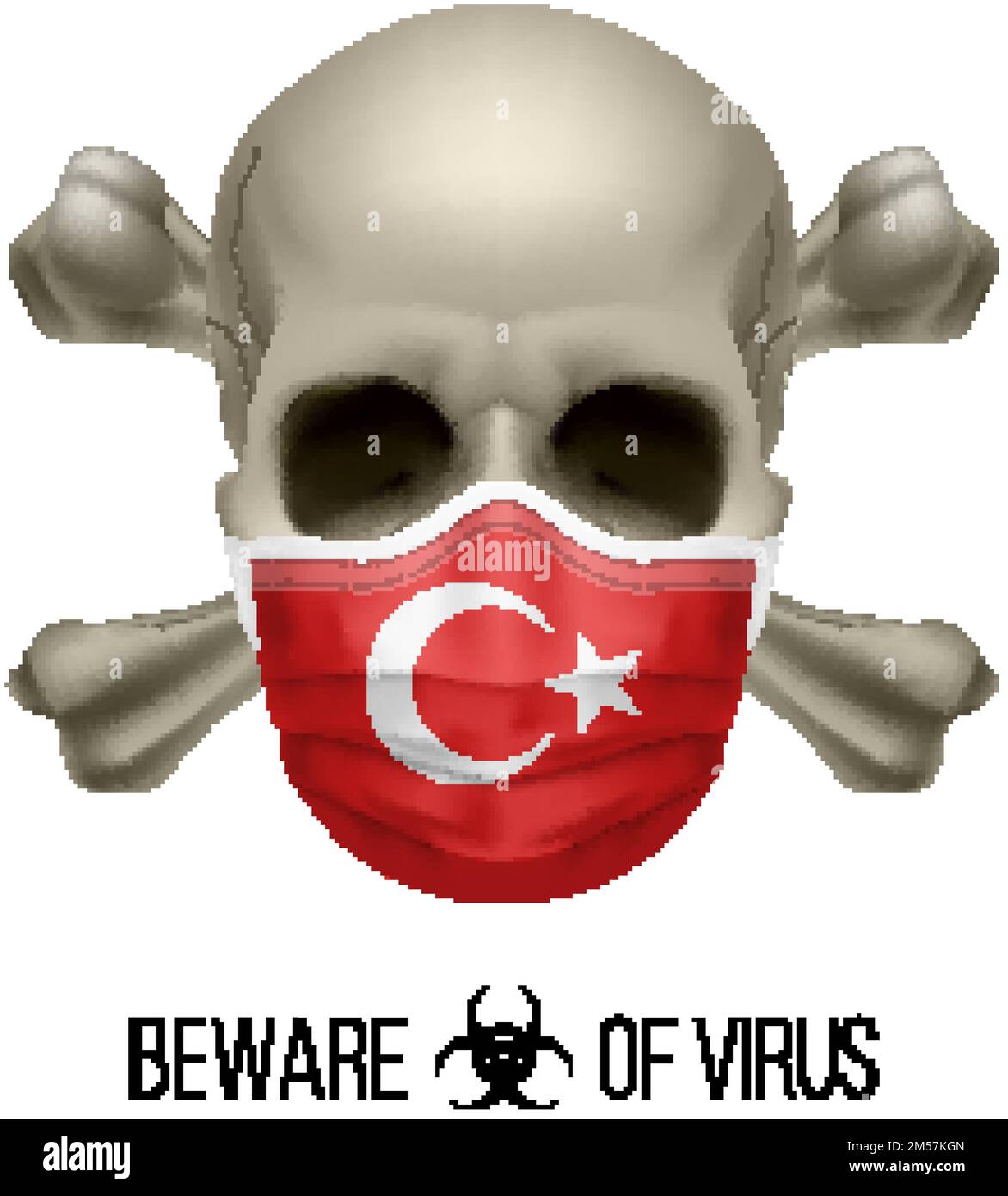 Human Skull with Crossbones and Surgical Mask in the Color of National ...