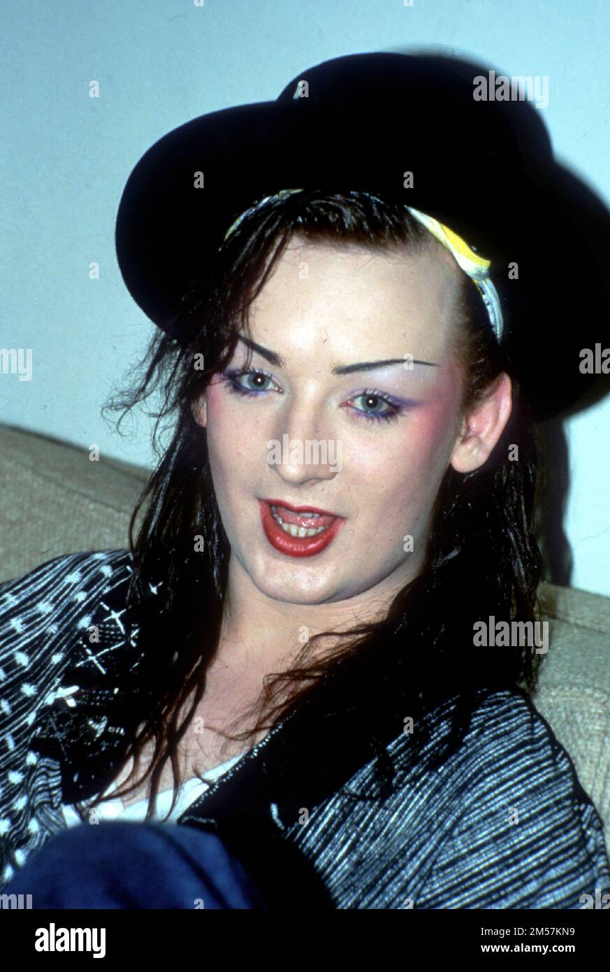 Boy George in his dressing room at the TV show "Solid Gold" in 1983 ...