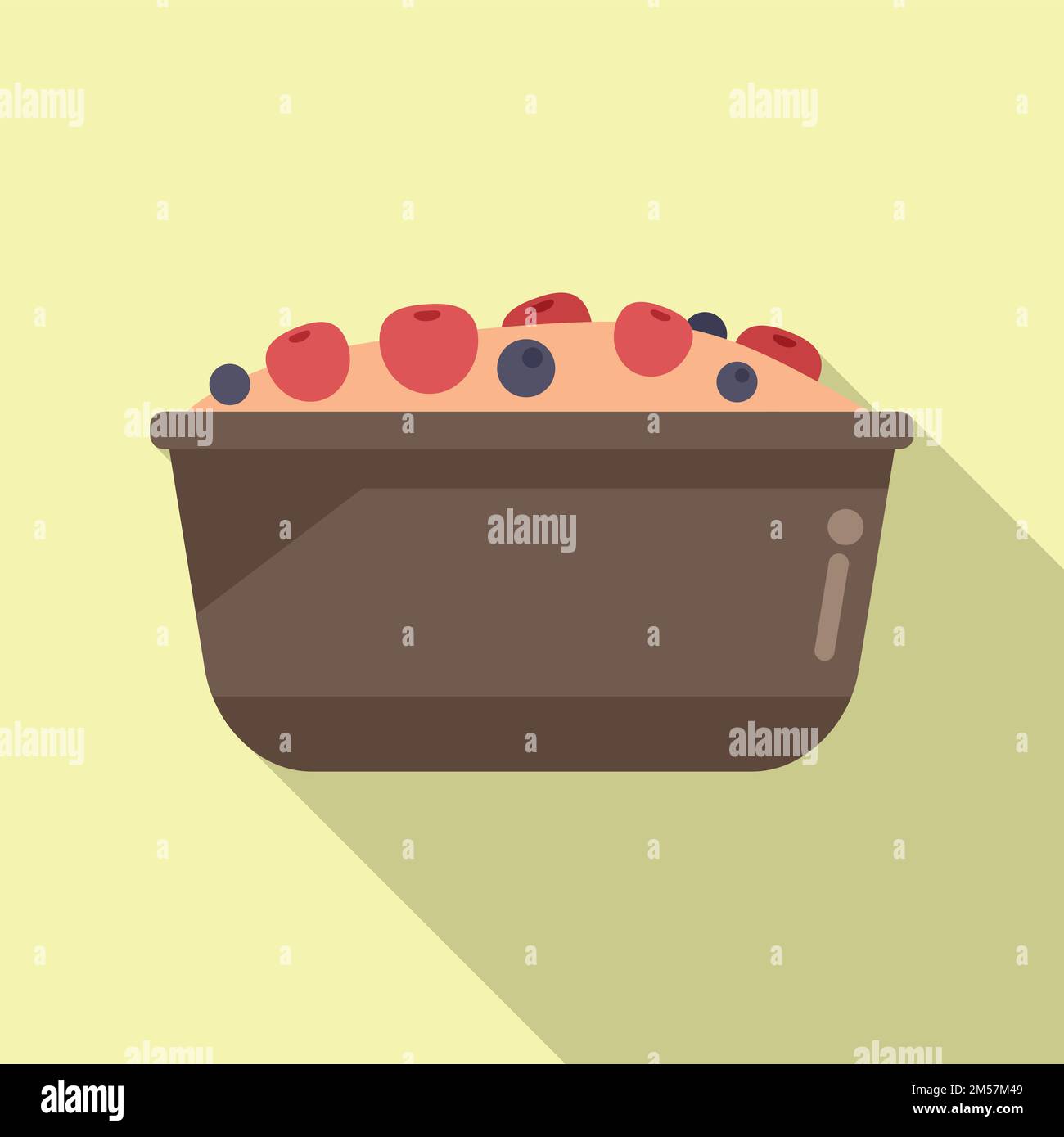 Cream fruit salad icon flat vector. Fresh food. Organic dish Stock ...