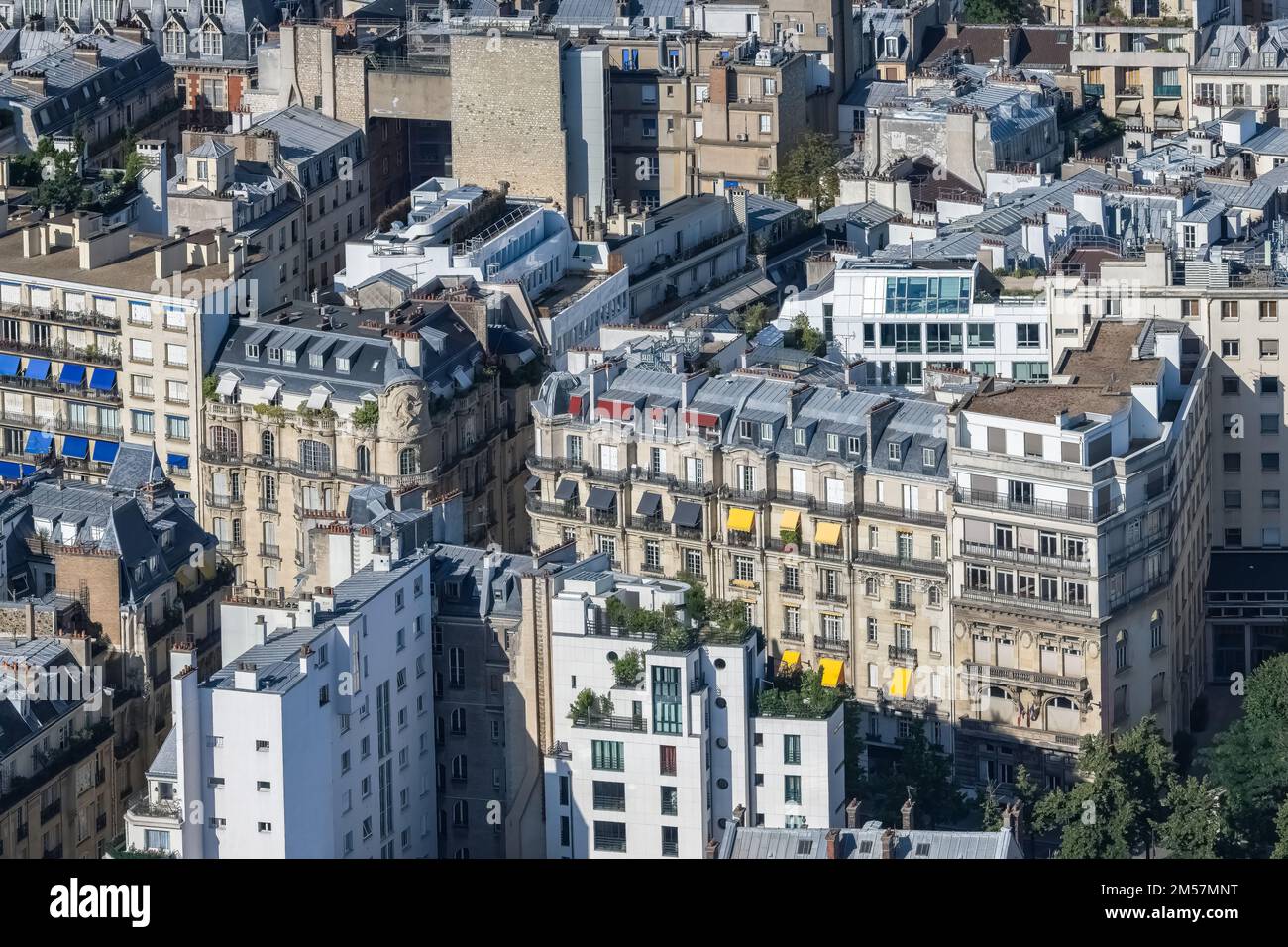 Paris, aerial view, ancient buildings in a luxury area, in the 6e ...