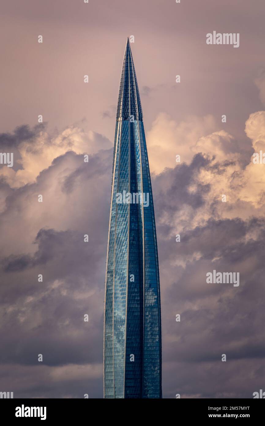 A vertical shot of Lakhta Center in St Petersburg, Russia, the tallest ...