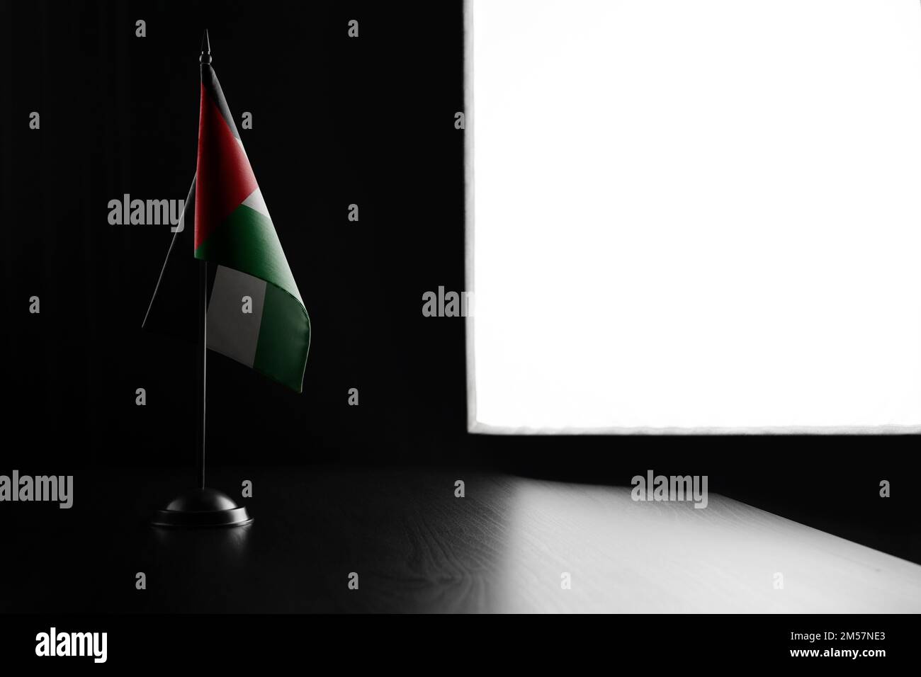 Small national flag of the Palestine on a black background Stock Photo ...