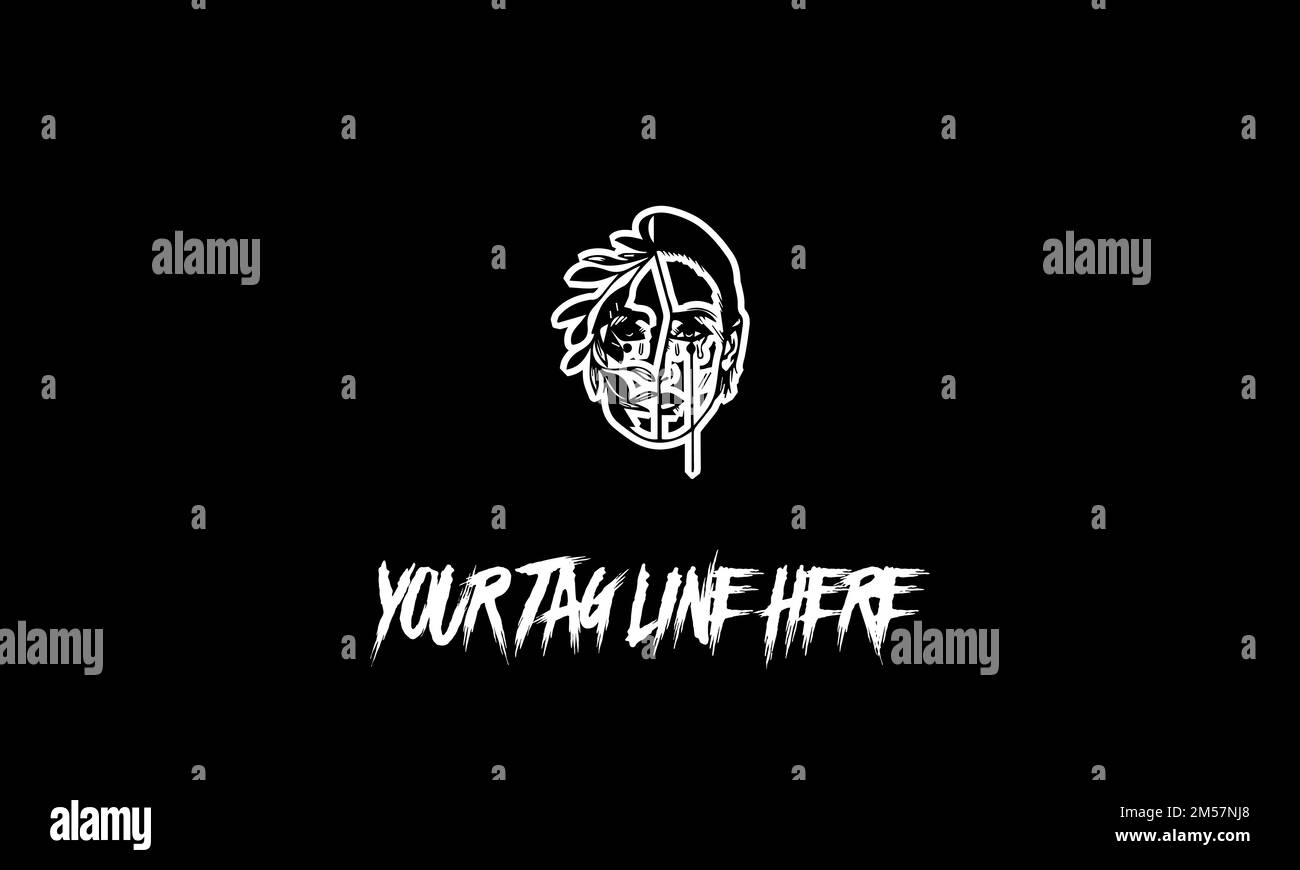 An editable vector logo of a crying woman's face with a space for the ...