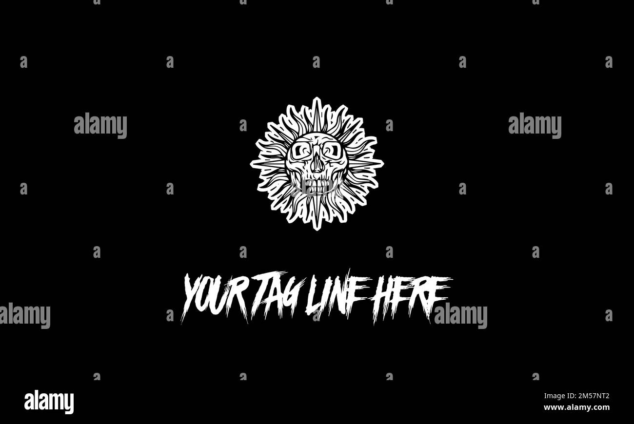 An editable vector logo of Sun with a scary face with a space for the ...