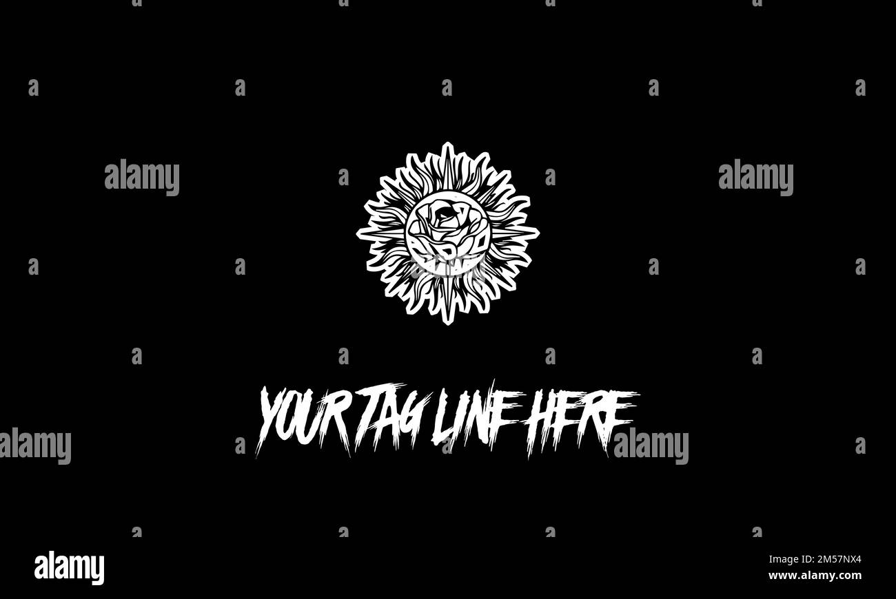 An editable vector logo of the Sun with a flower with a space for the ...