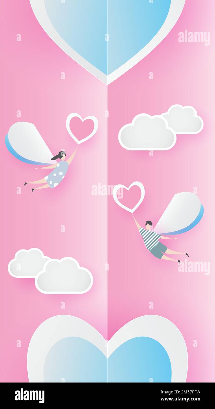 valentine lovely joyful on pink paper background concept. with text ...