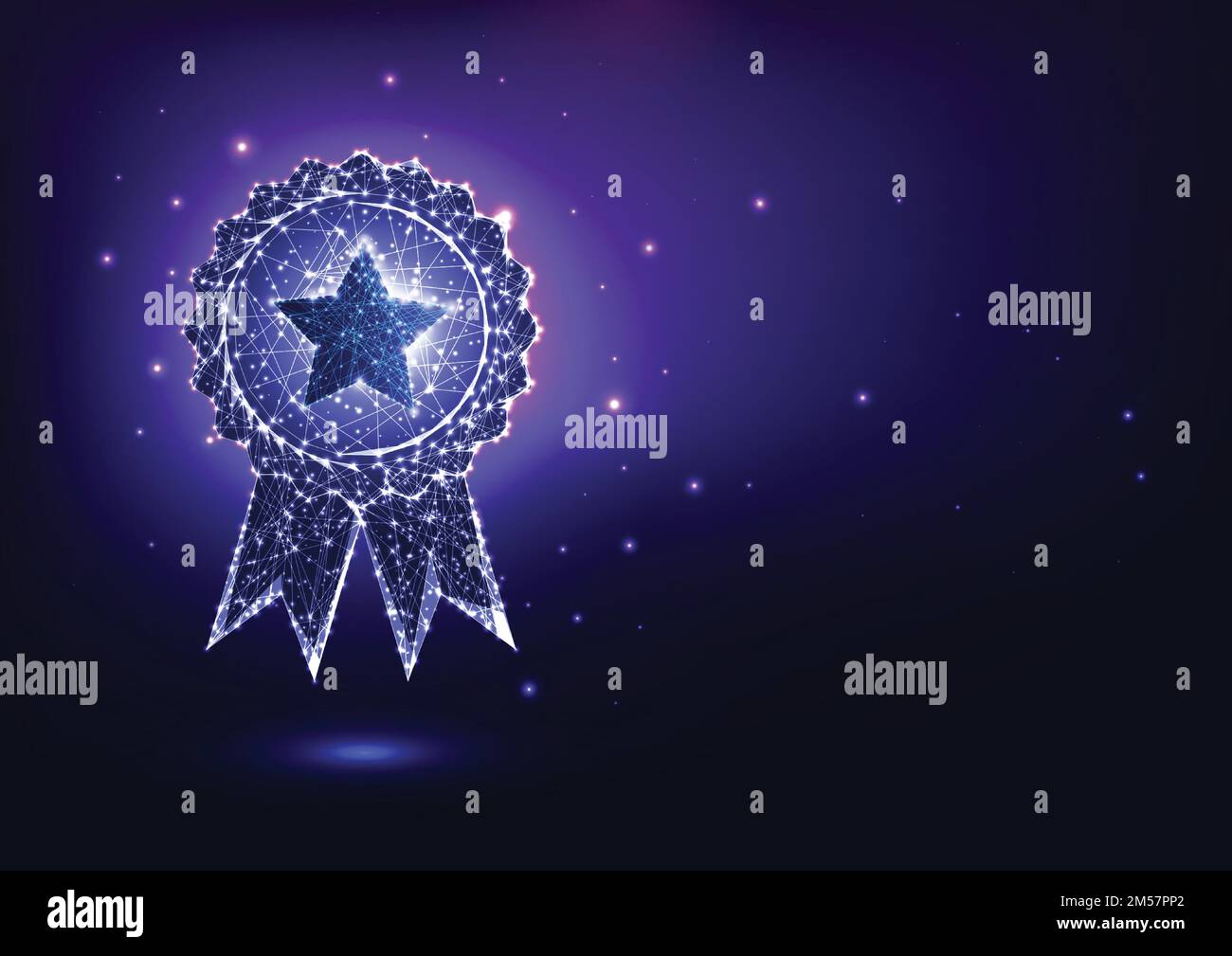 Futuristic glowing low polygonal best quality award badge concept ...