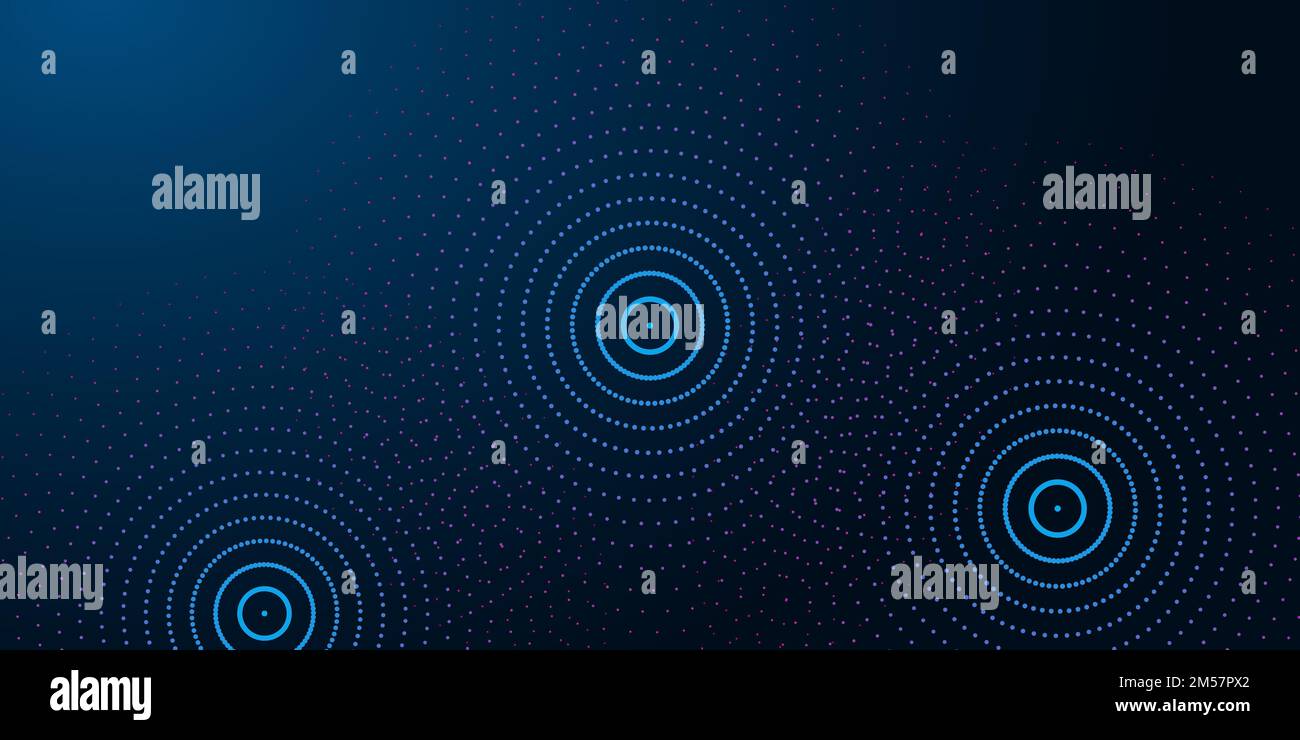 Futuristic abstract banner with abstract water rings, ripples on dark ...