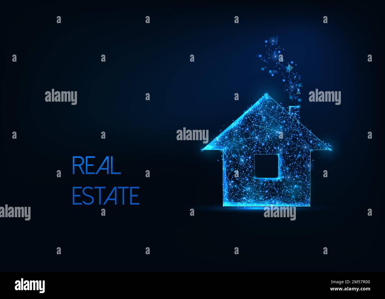 Futuristic real estate business concept with glowing low polygonal ...