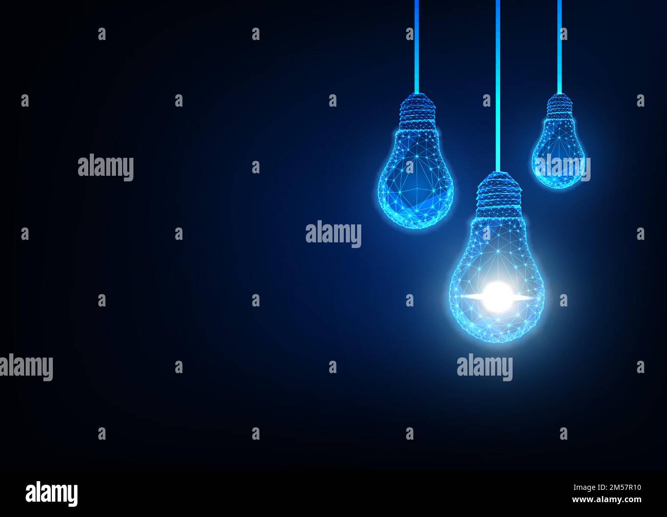 Futuristic idea, innovation, creative solution concept with glowing low ...