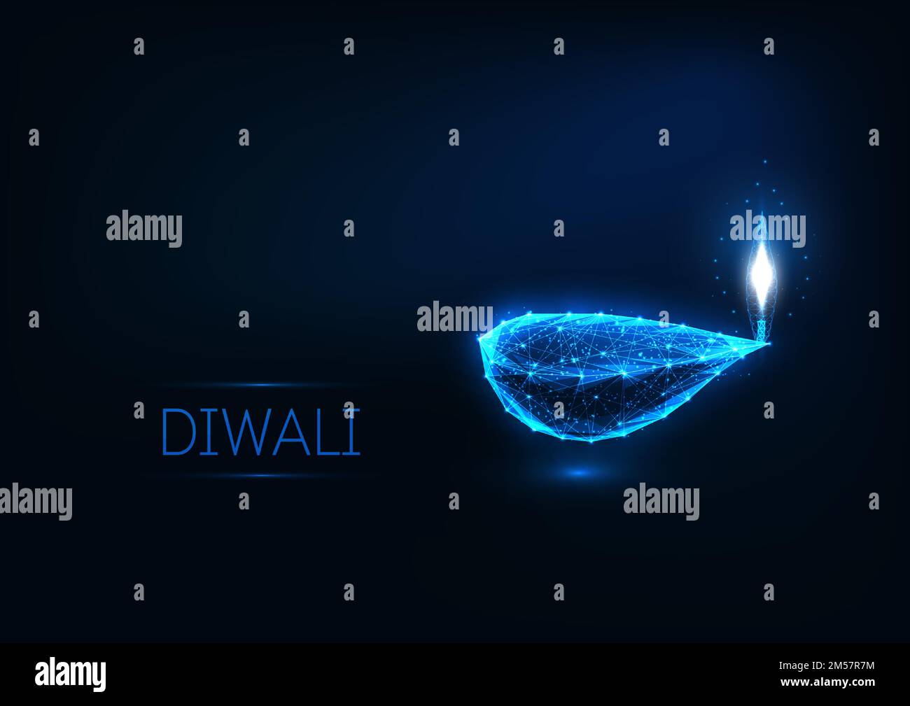 Happy Diwali greeting card template with glowing low polygonal festival ...