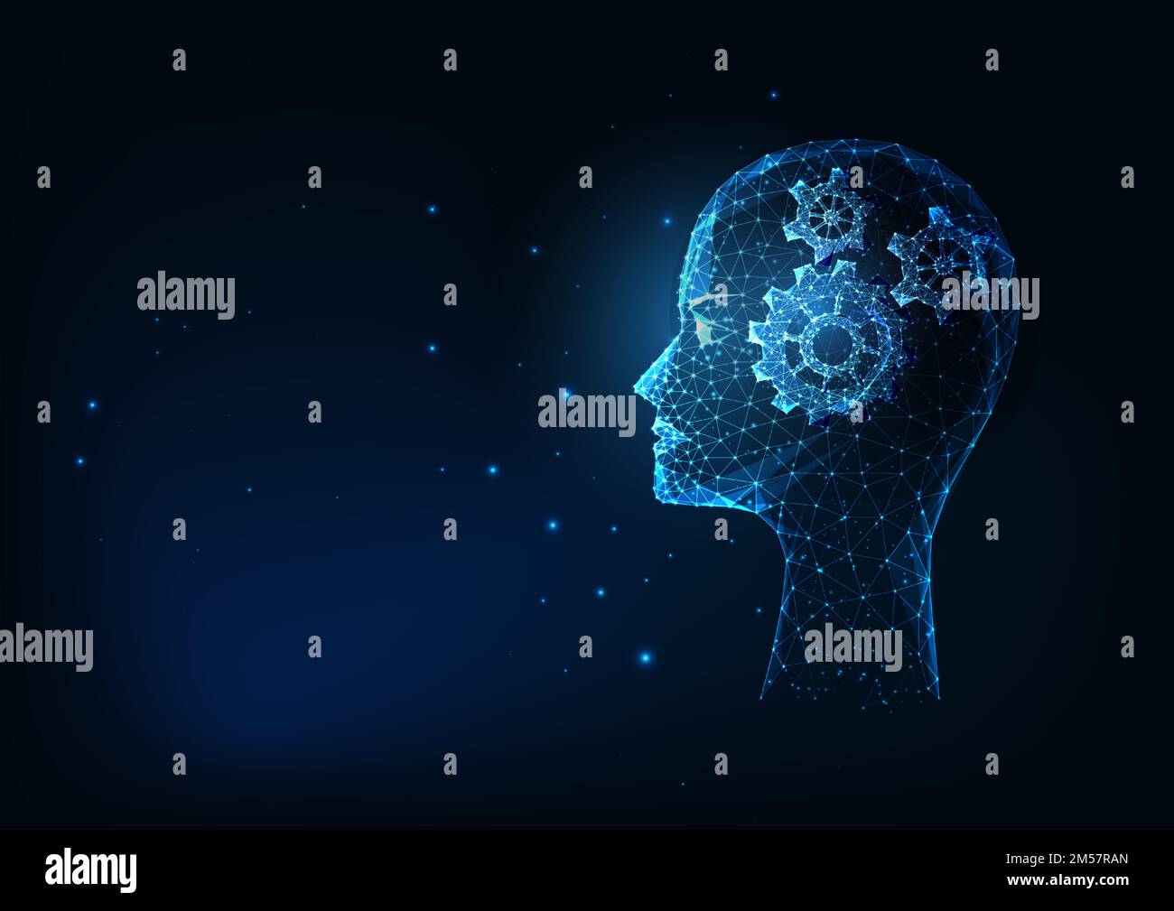 Futuristic human thinking, innovative technologies concept with glowing ...