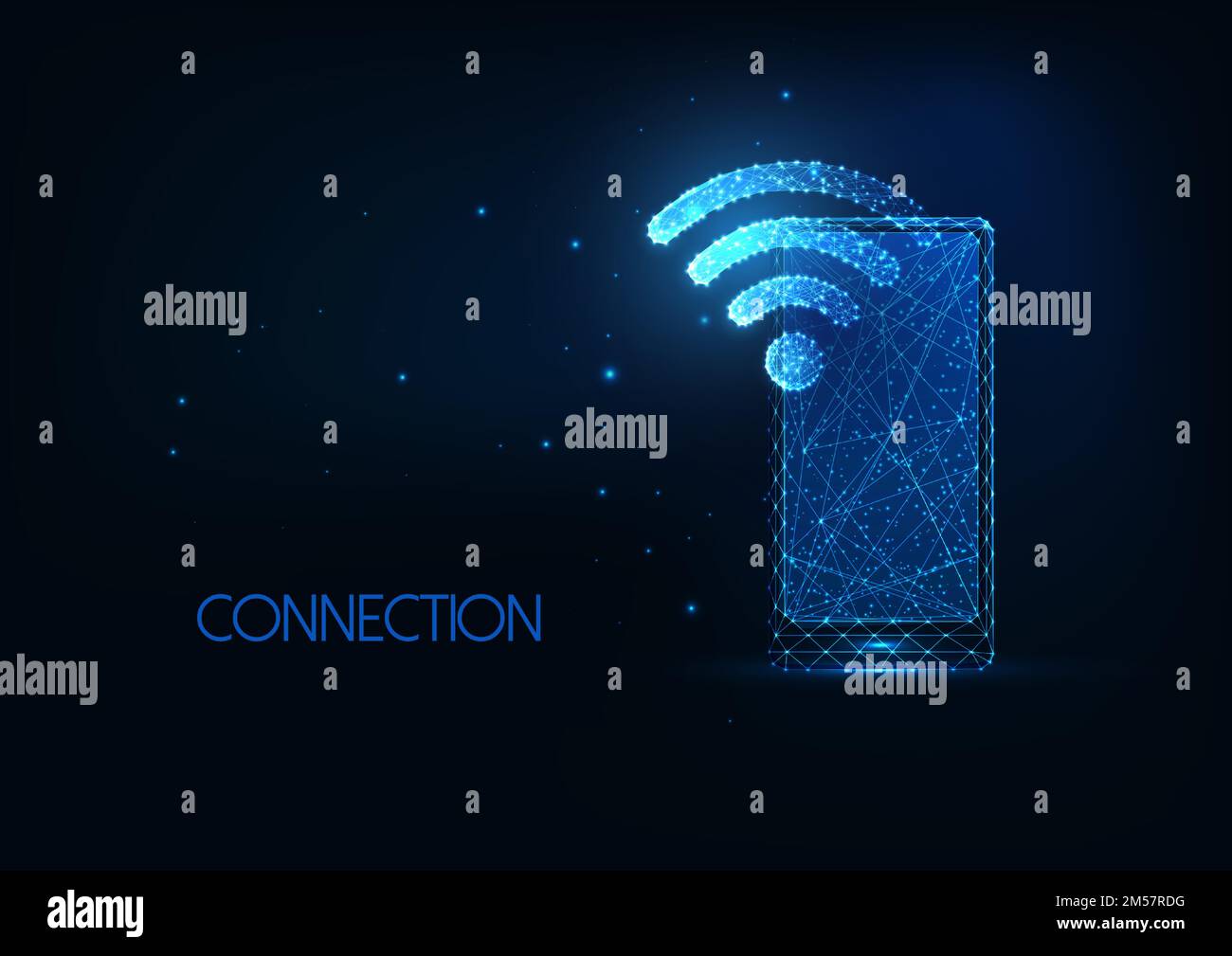 Futuristic wifi network concept with glowing low polygona smartphone ...