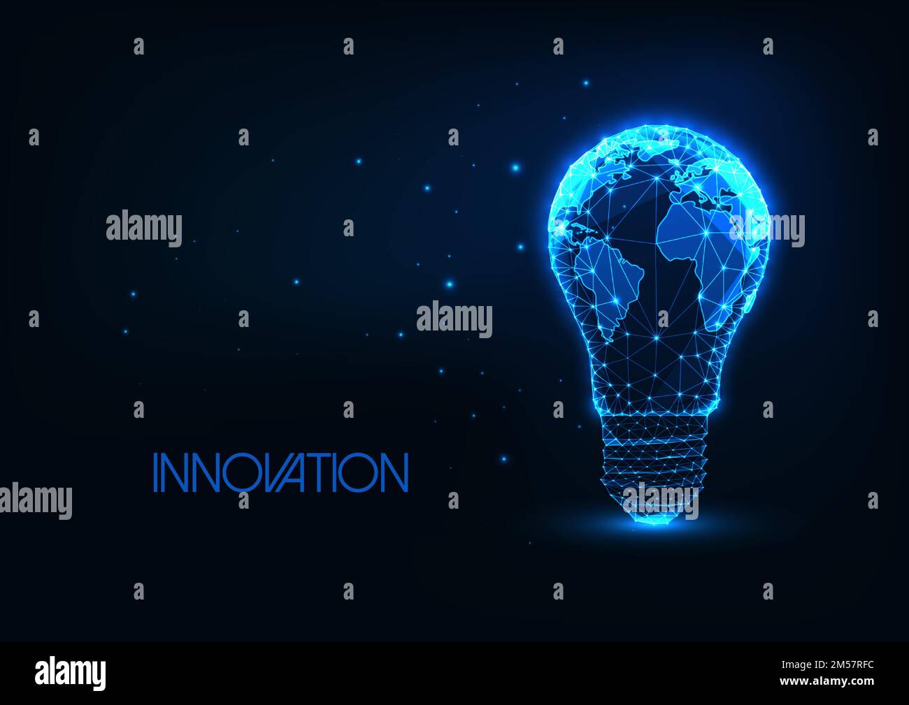 Futuristic global energy, innovation concept with glowing low polygonal ...