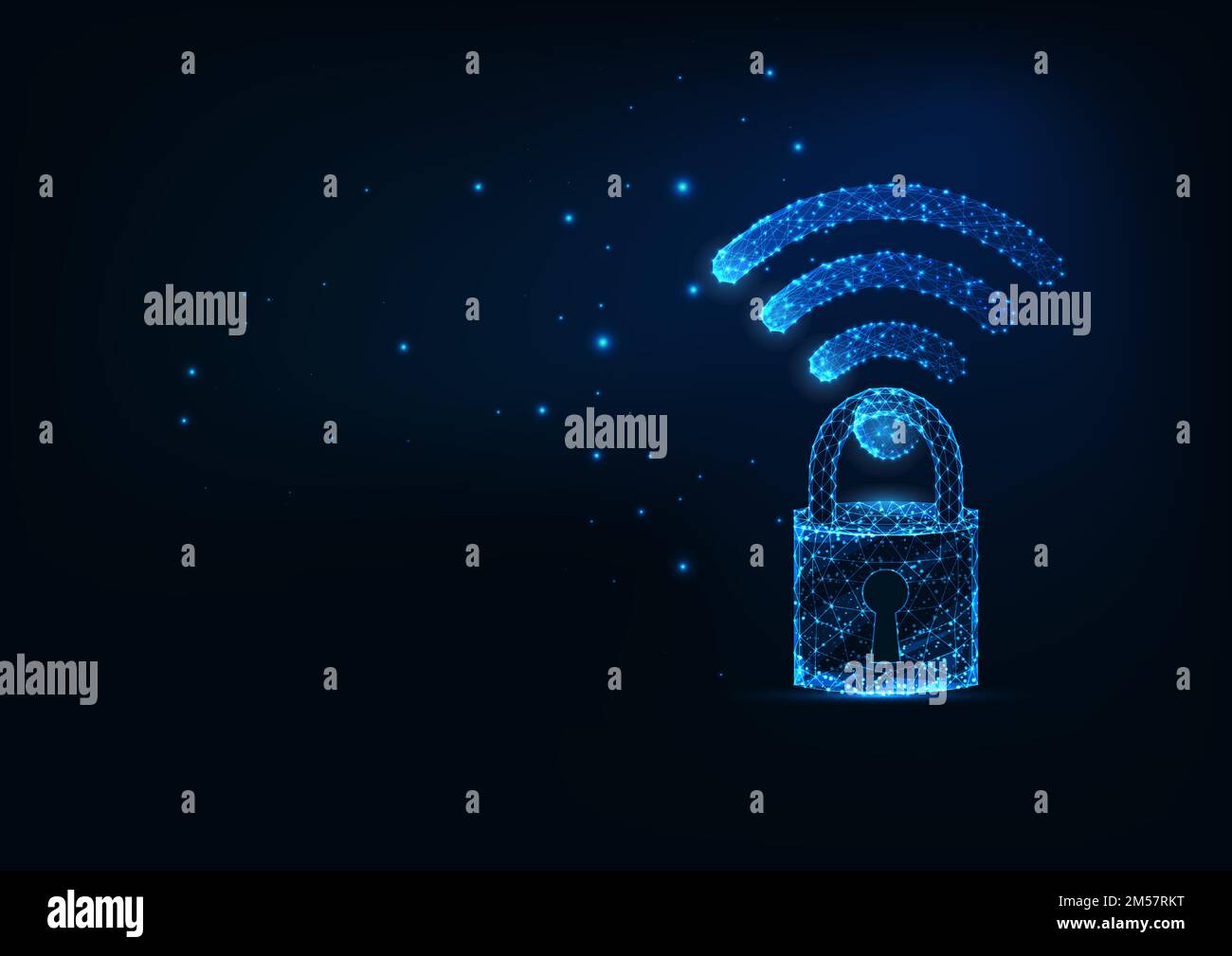 Futuristic Secure Wireless Internet Connection Concept With Glowing Low Polygonal Wi Fi Symbol