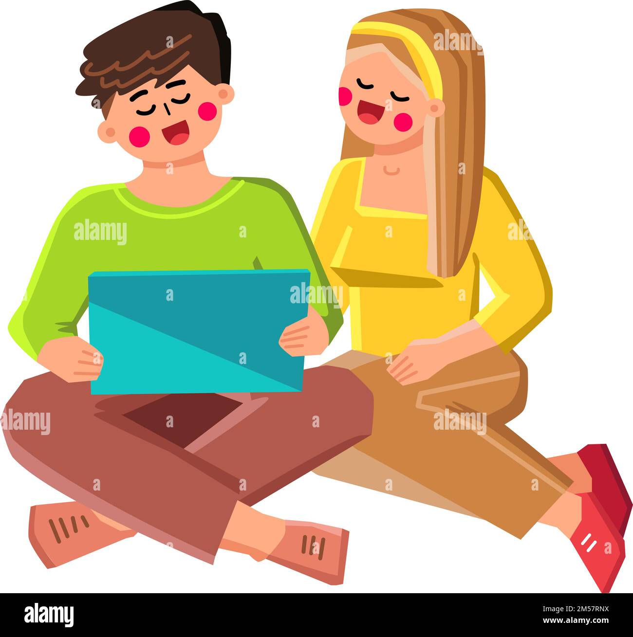 couple using computer vector Stock Vector Image & Art - Alamy