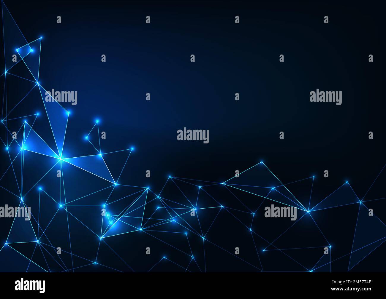 Futuristic glowing low polygonal science background on dark blue ...