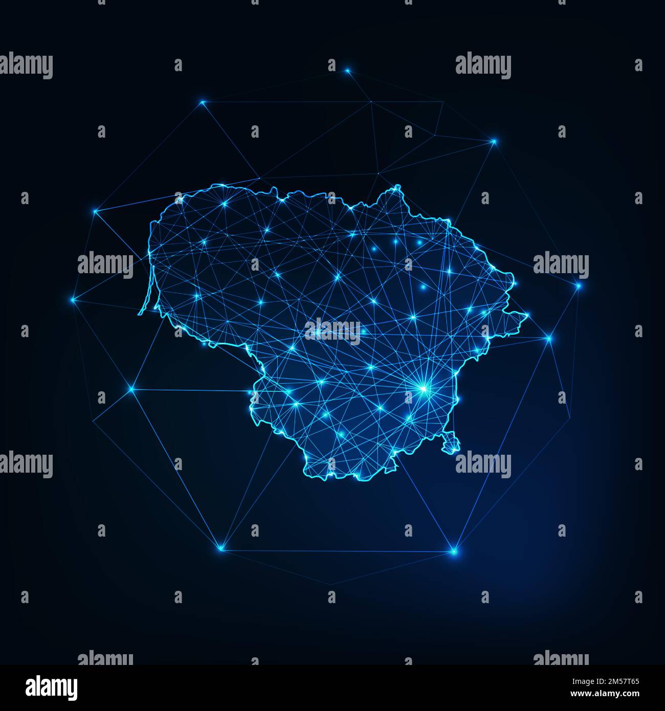 Lithuania map outline with stars and lines abstract framework ...