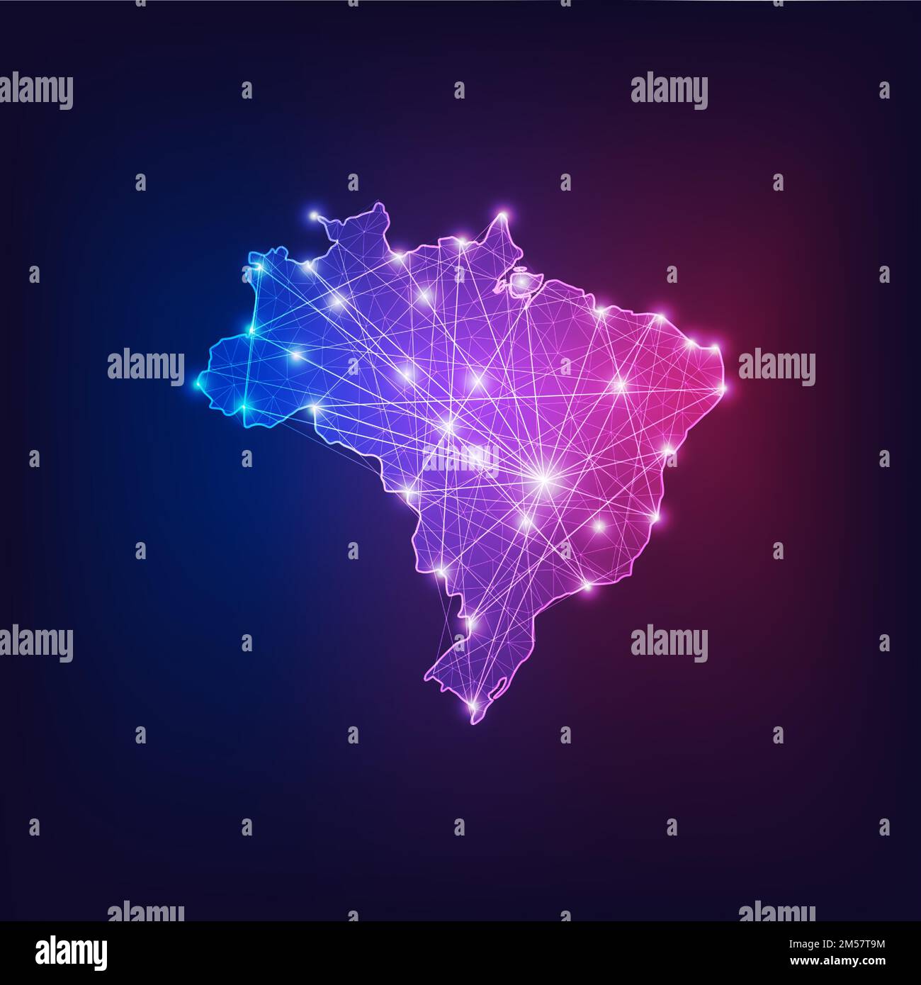 Brazil map outline with stars and lines abstract framework ...