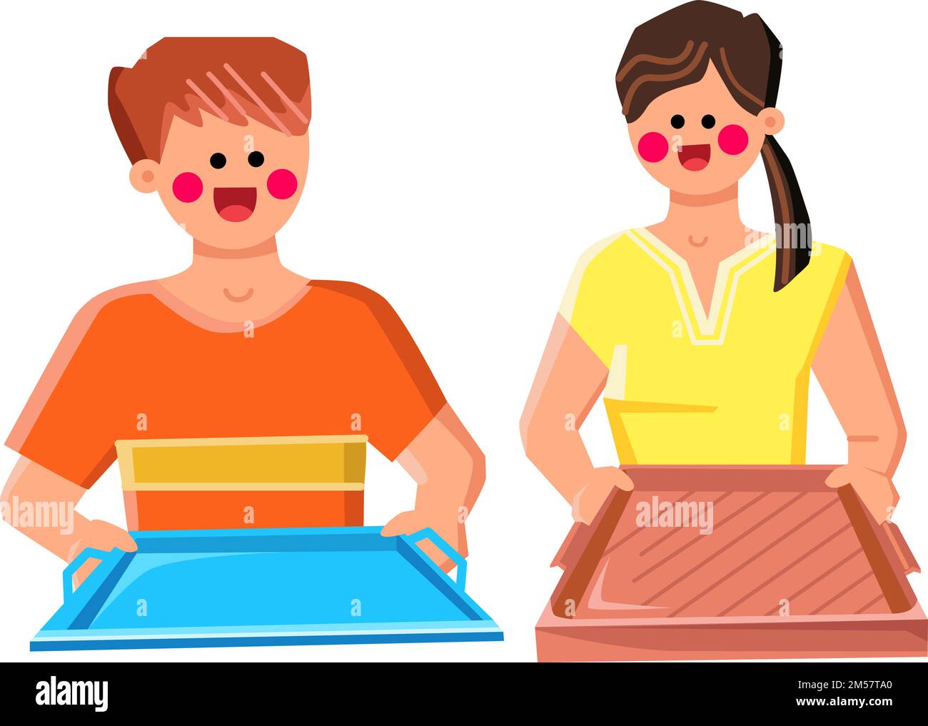 tray man woman vector Stock Vector Image & Art - Alamy