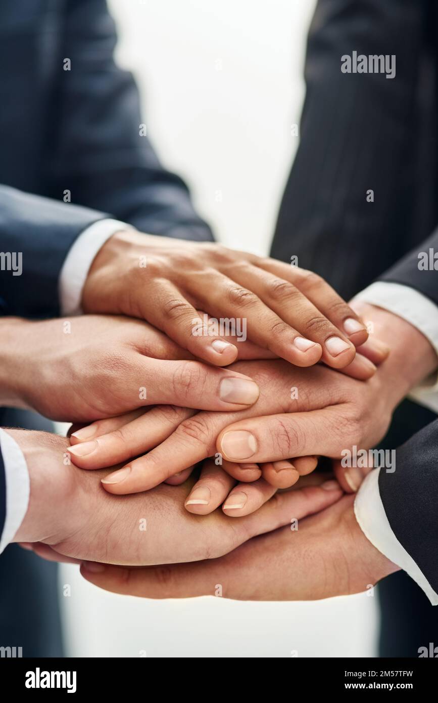 Collaboration is this teams secret to success. Closeup shot of a group ...