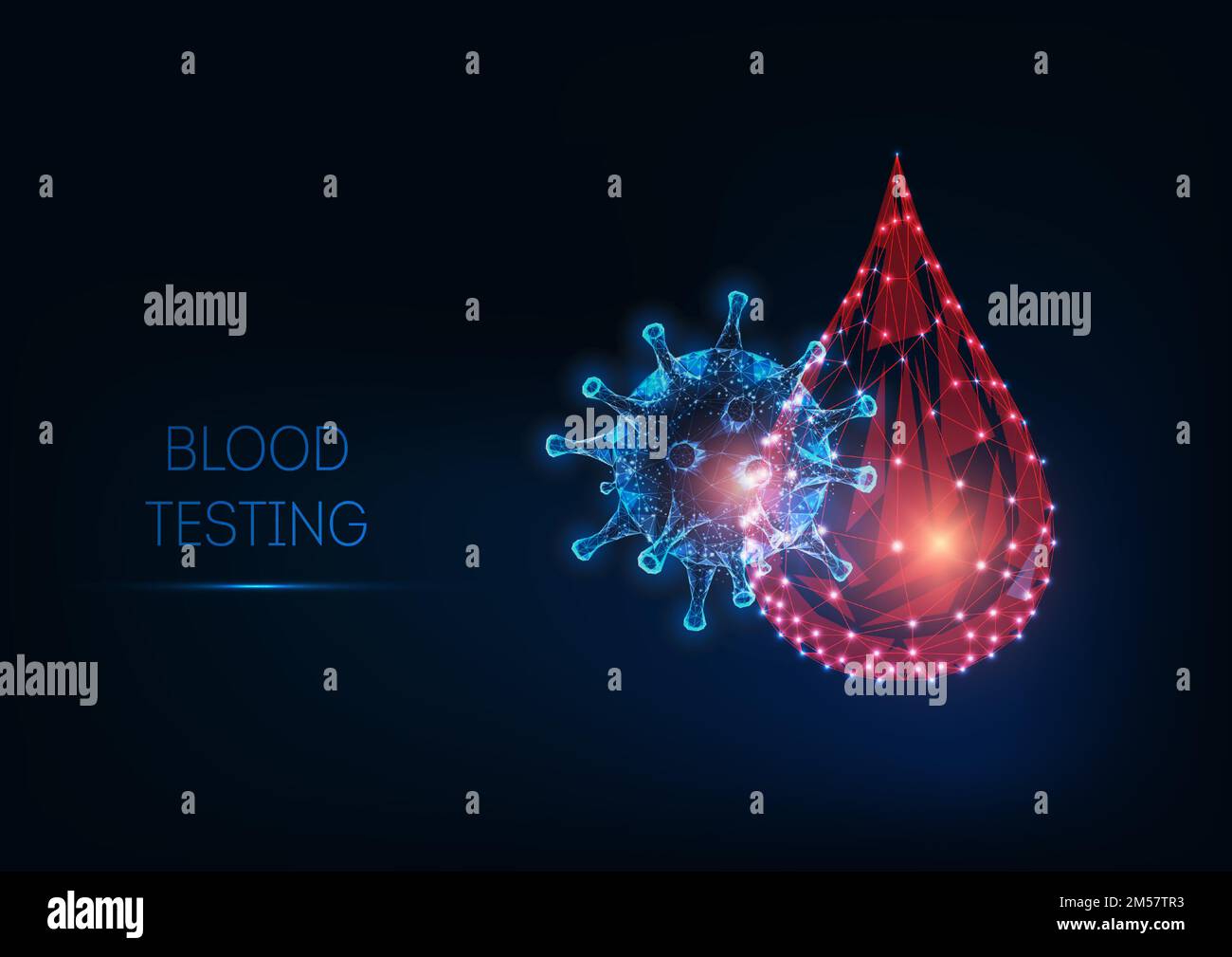 Futuristic glowing low polygonal blood testing concept with blood drop ...