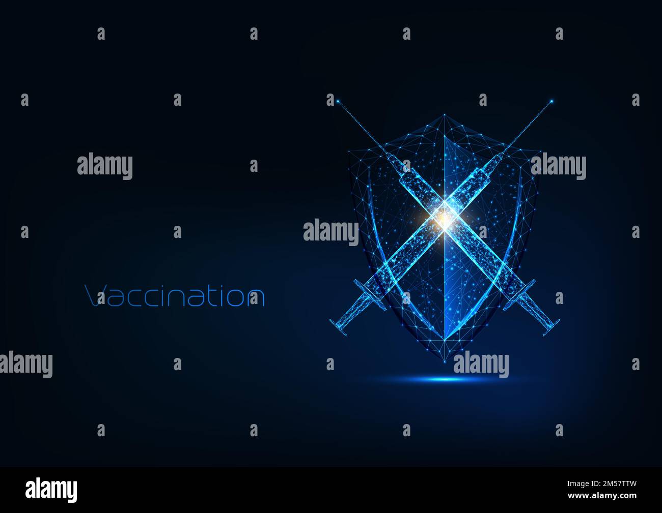 Futuristic immunization concept with glowing low polygonal syringe with ...