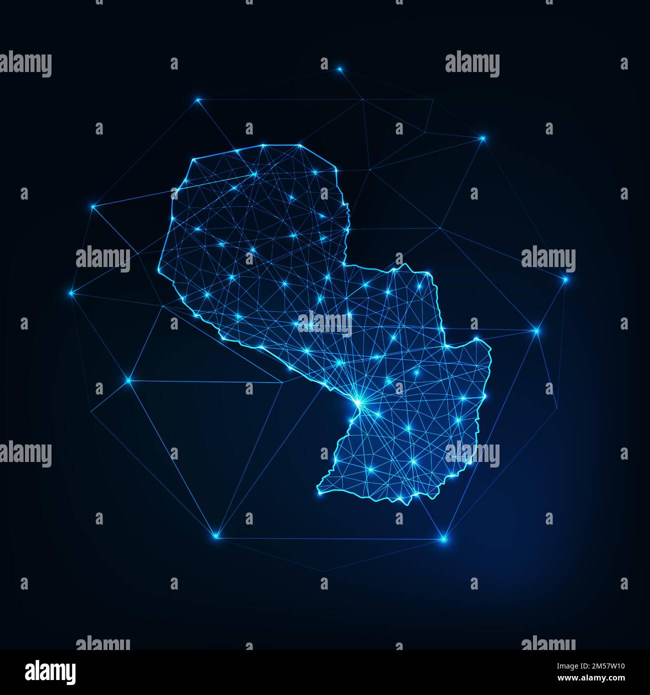 Paraguay map outline with stars and lines abstract framework ...