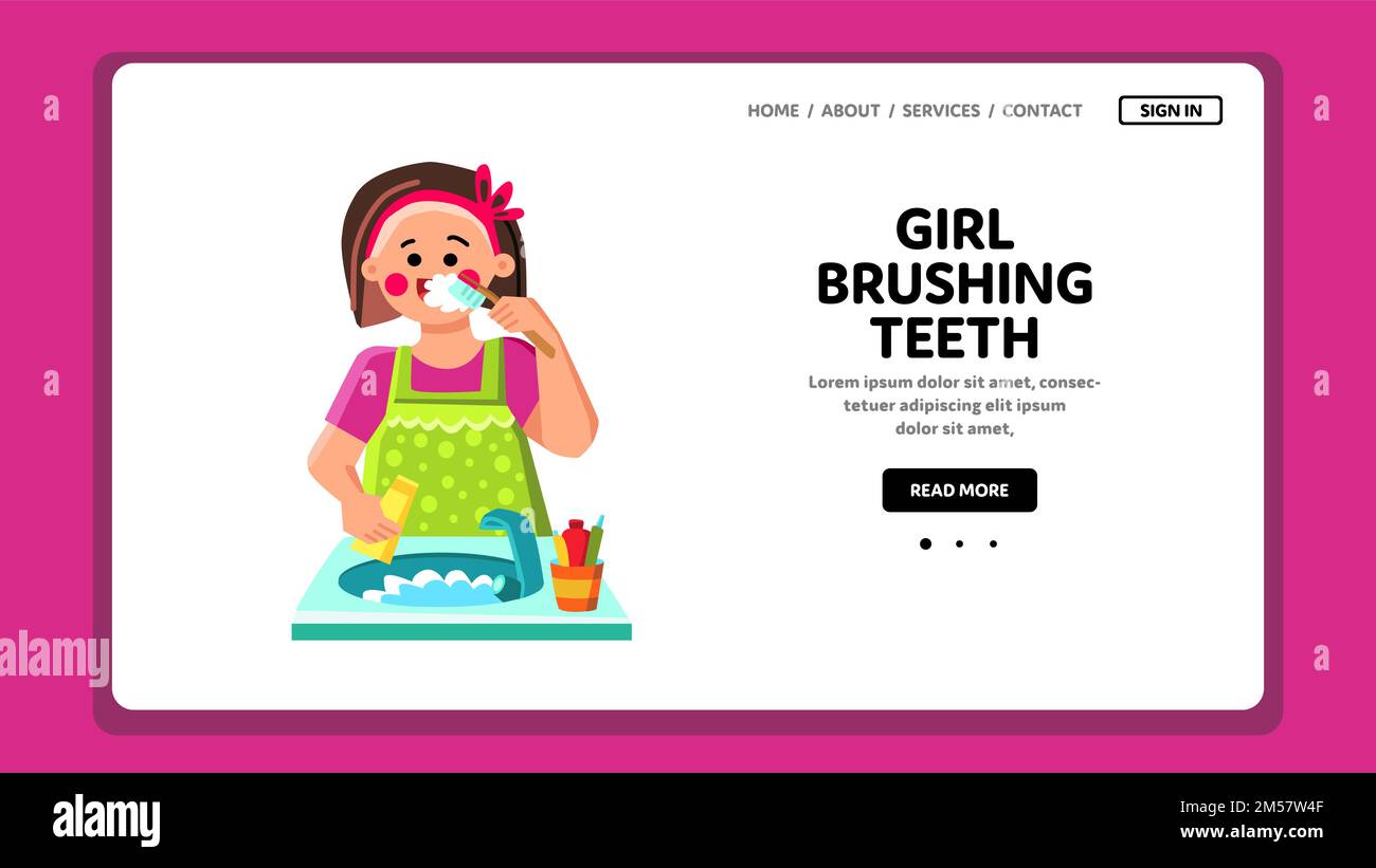 girl brushing teeth vector Stock Vector Image & Art - Alamy
