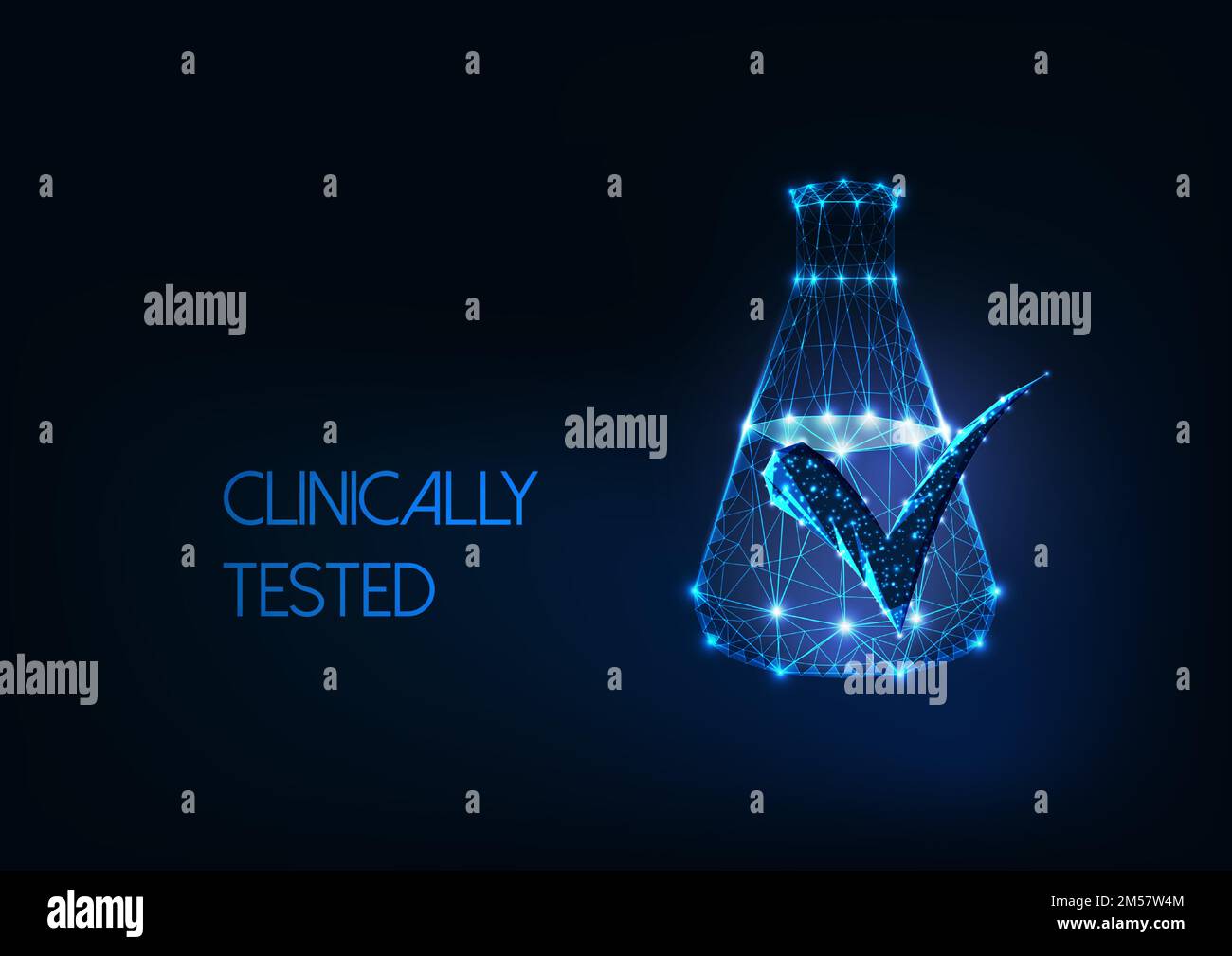 Futuristic clinically tested concept with glowing low polygonal ...