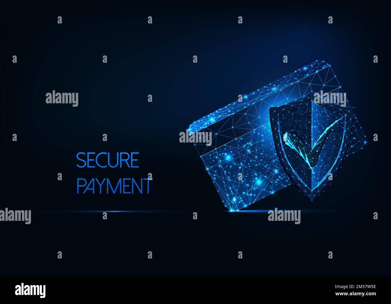 Futuristic secure payment concept with glowing low polygonal credit ...