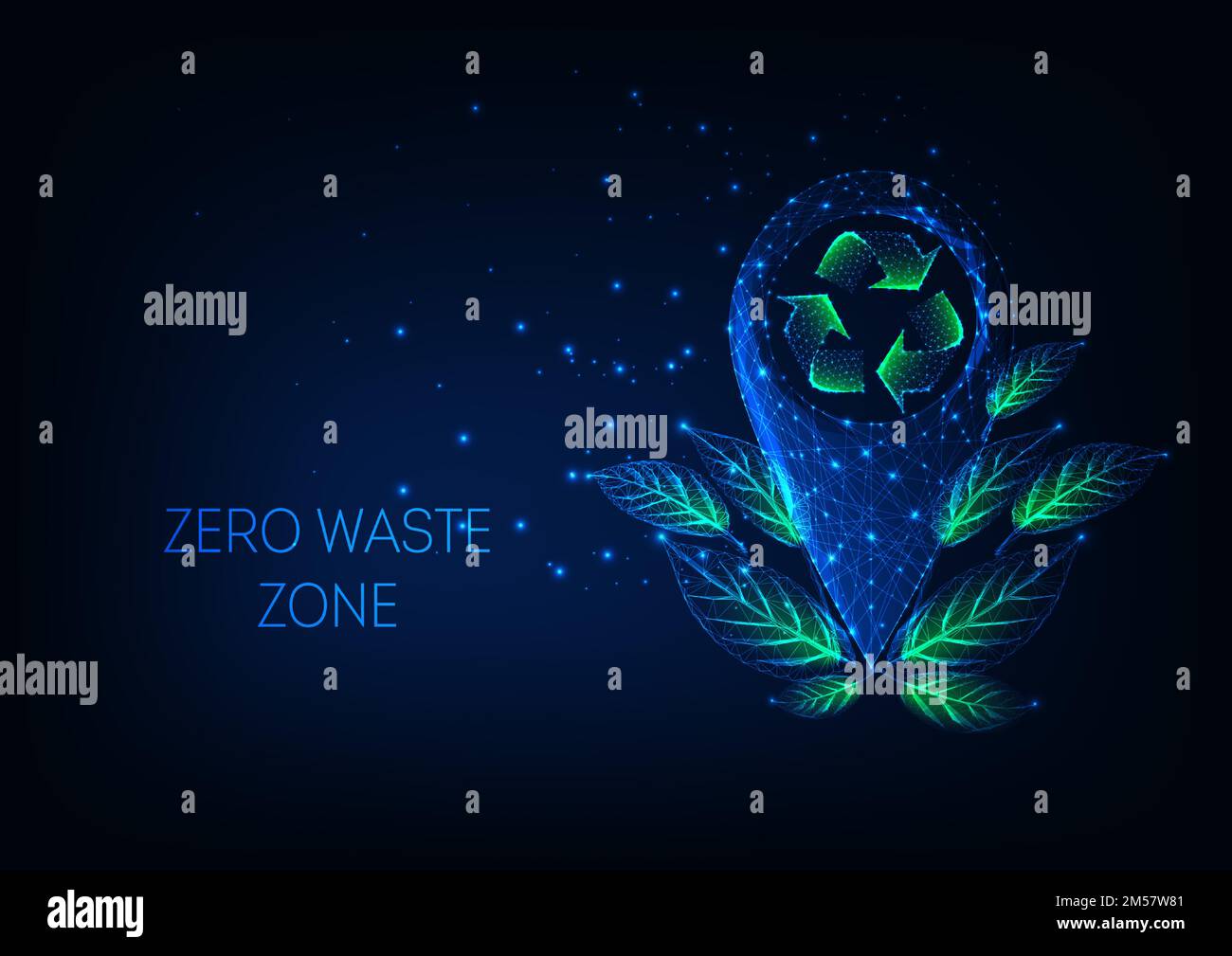Futuristic zero waste zone concept with glowing low polygonal location ...