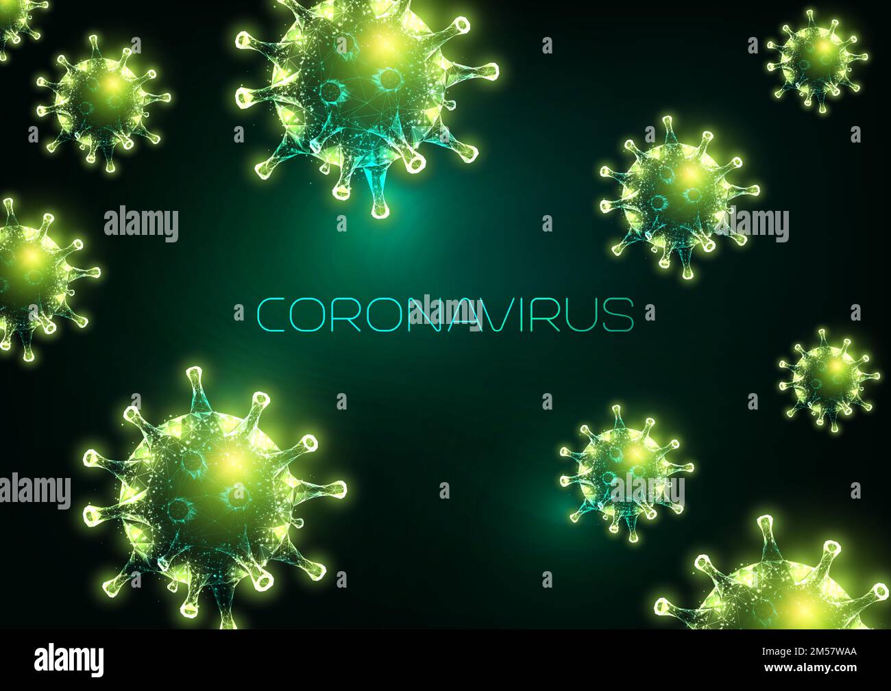 Futuristic coronavirus outbreak abstract background with glowing low ...