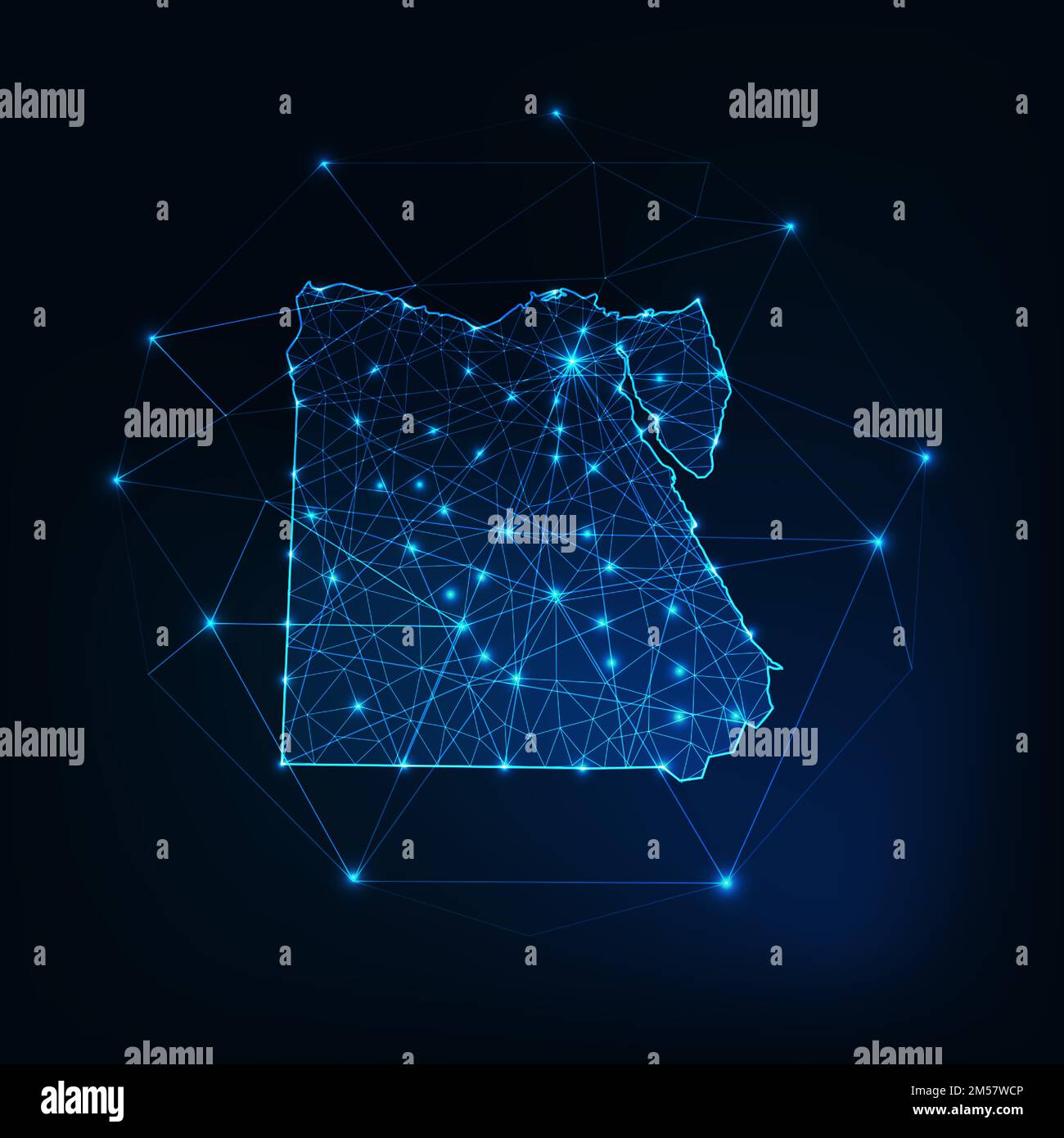 Egypt map outline with stars and lines abstract framework ...
