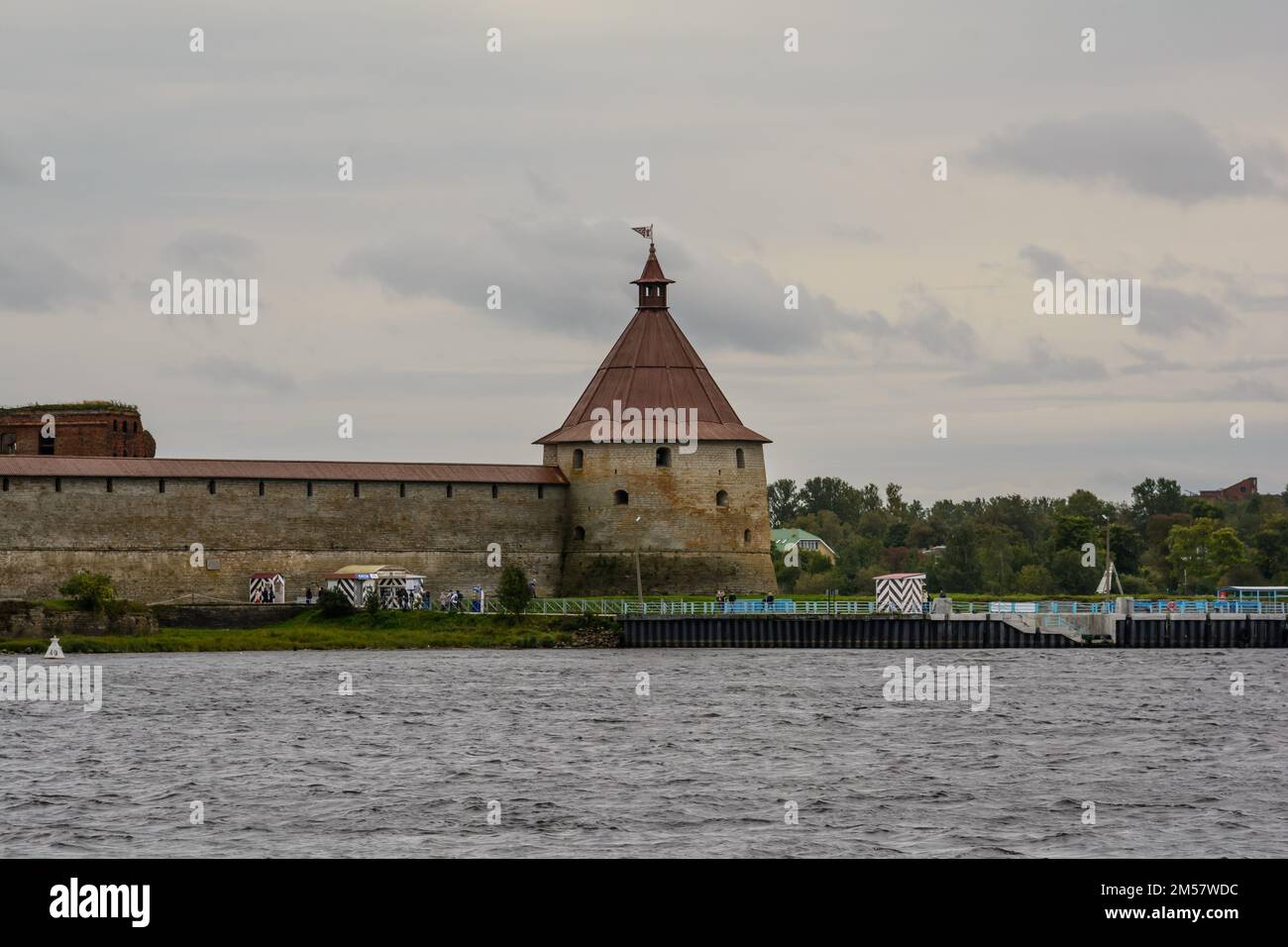 Historical Oreshek fortress is an ancient Russian fortress. View of the ...